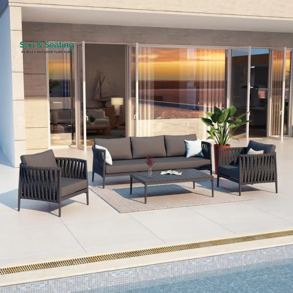 Pablo Outdoor Garden Balcony Sofa Set 3 Seater, 2 Single seater and 1 ...